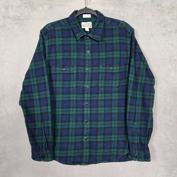 J. Crew | Shirts | J Crew Flannel Shirt Mens Large Blue Green Plaid ...